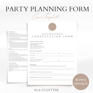 Party Planning Form and Bonus Invoice Template Customizable Canva ...
