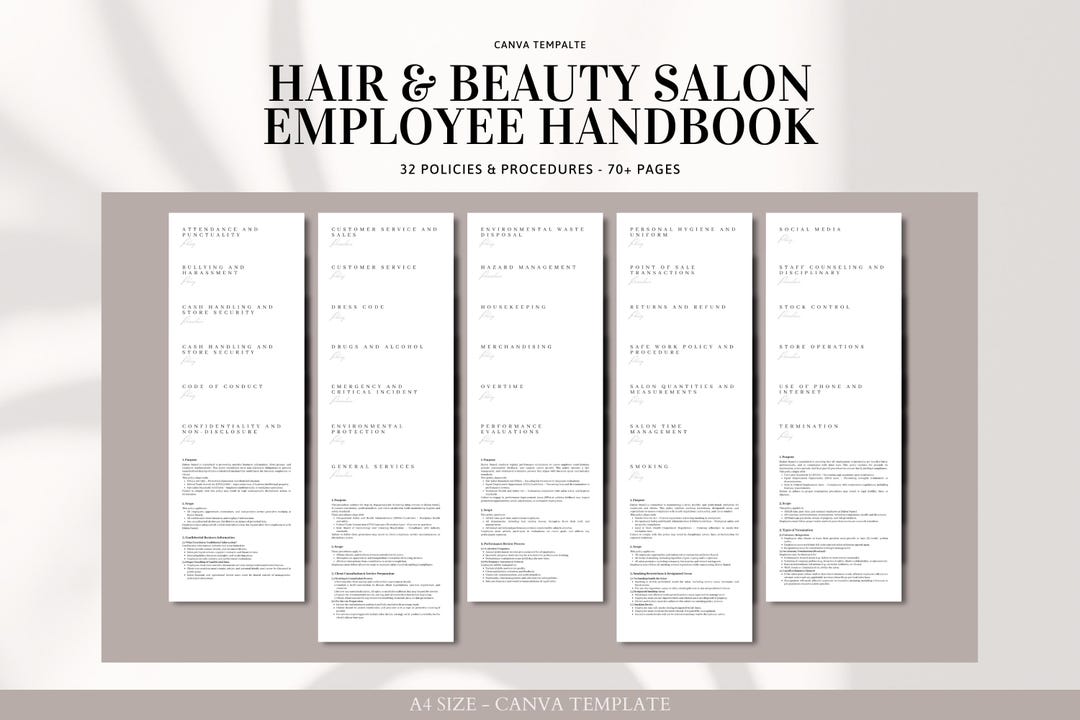 Hair & Beauty Salon Employee Handbook | Policies Procedures Manual ...