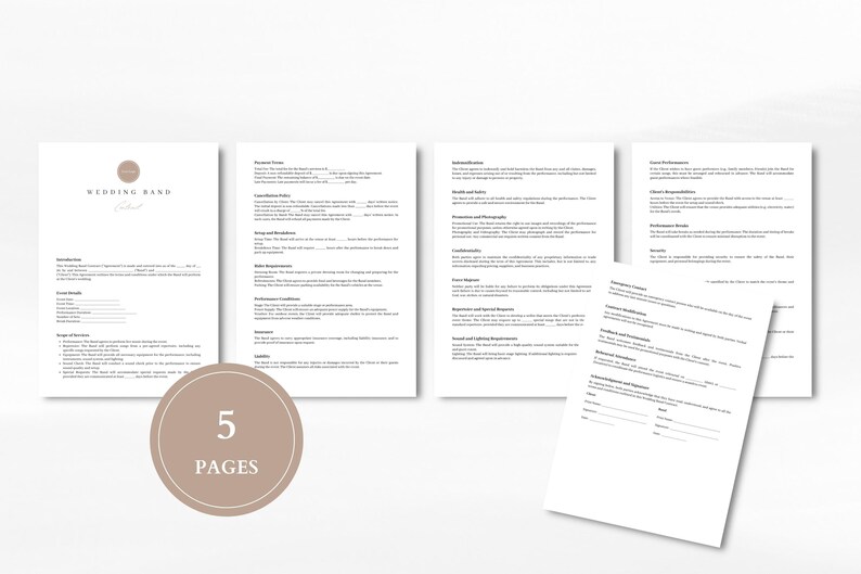 Wedding Band Contract Canva Template | Customizable Performance ...