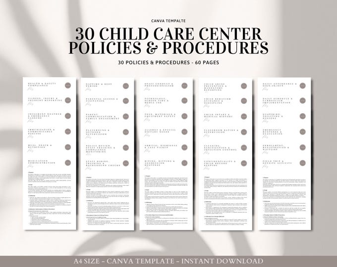 Daycare Employee Forms and Handbook/ Childcare Personnel Policies and ...