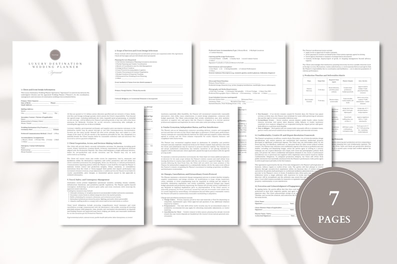 Luxury Destination Wedding Planner Agreement Template — Premium 12 ...