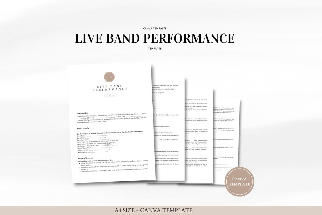 Live Band Performance Contract Template - Professional Agreement for ...