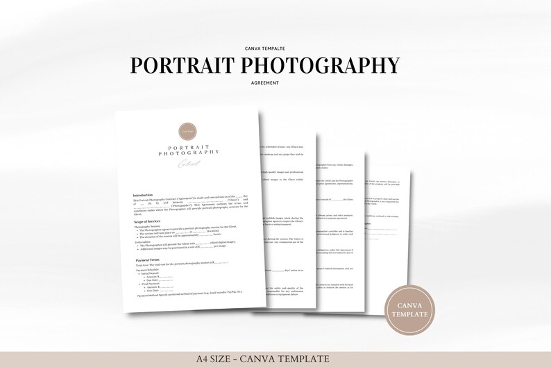 Portrait Photography Contract Template - Editable & Customizable Legal ...