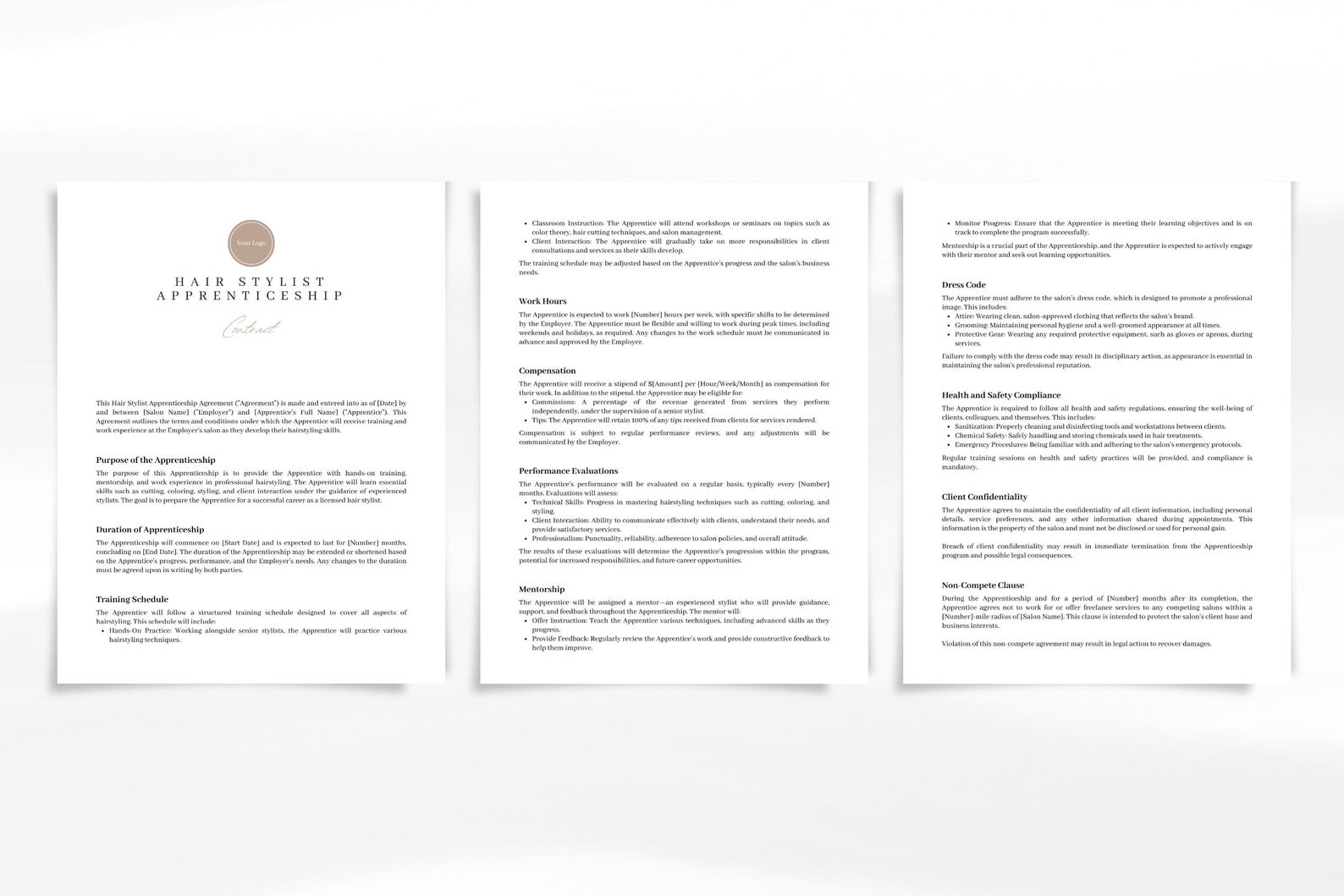 Hair Stylist Apprenticeship Agreement Template Comprehensive Training ...