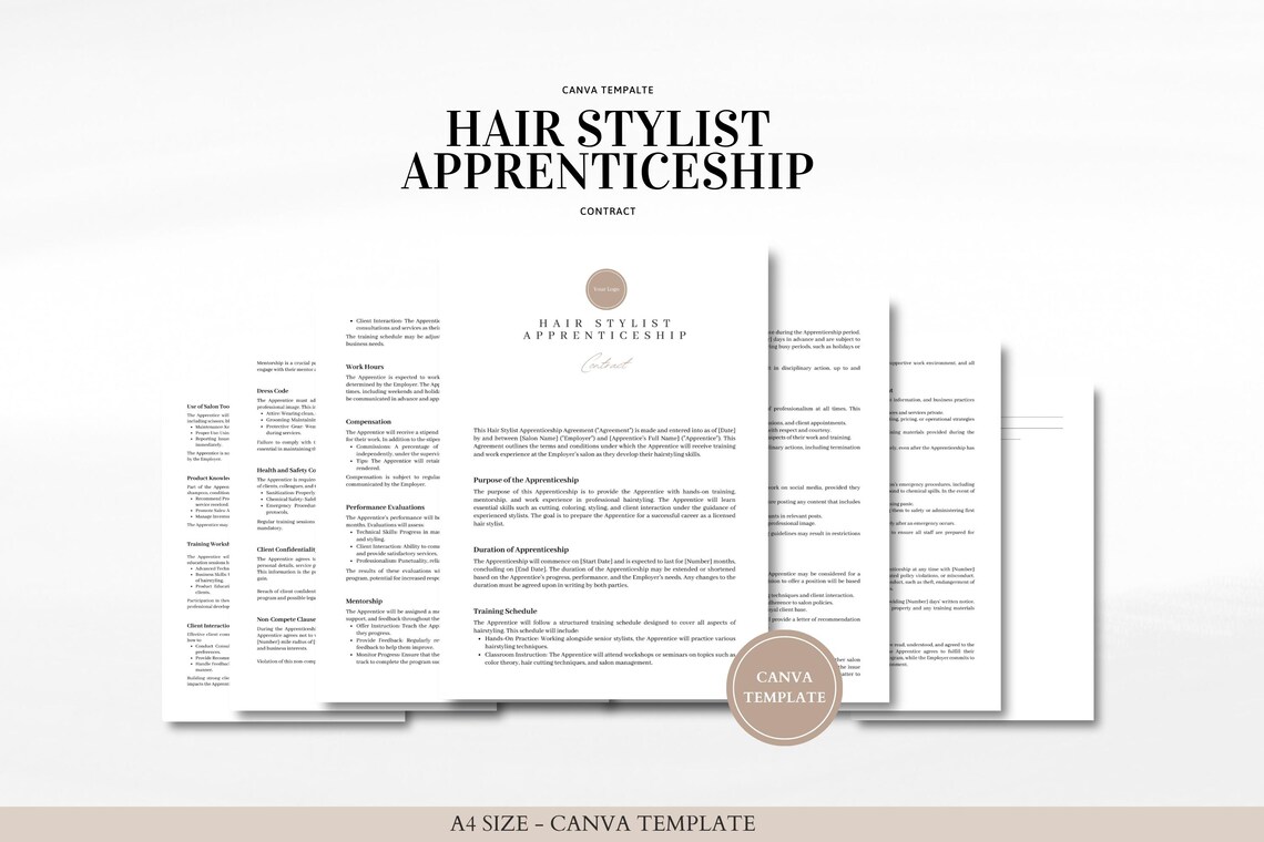 Hair Stylist Apprenticeship Agreement Template | Comprehensive Training ...