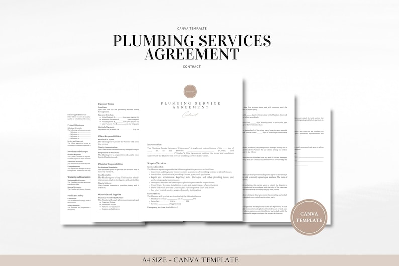 Plumbing Service Agreement Template - Professional Contract for ...