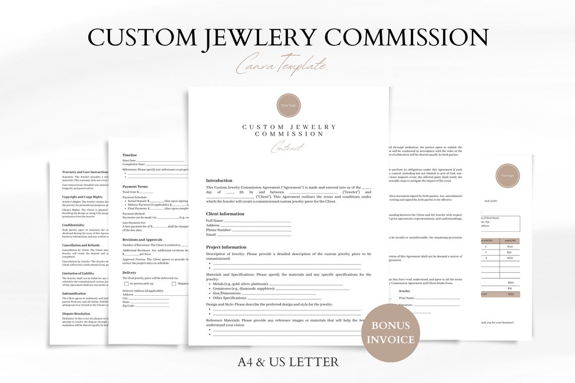 Custom Jewelry Commission Agreement Template Professional Contract for ...