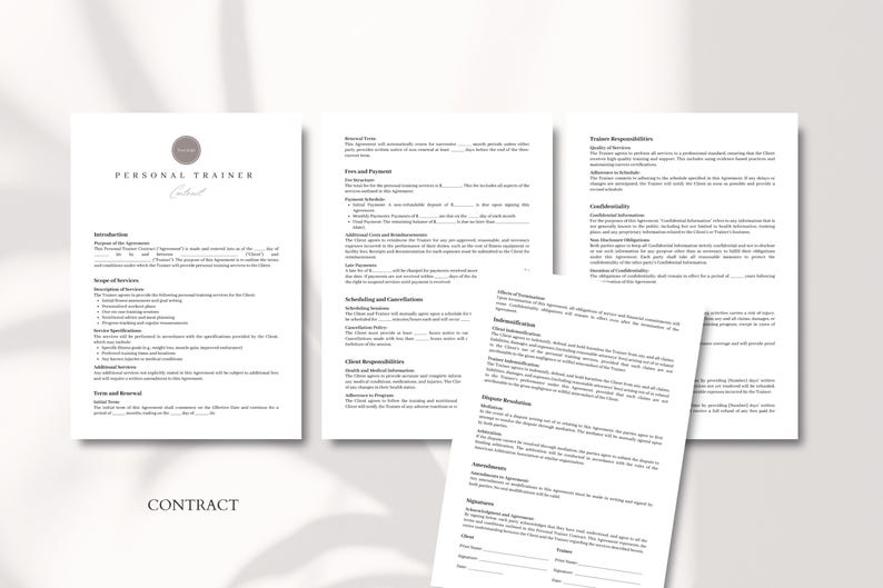 Personal Trainer Bundle Canva Template Essential Contracts, Forms ...