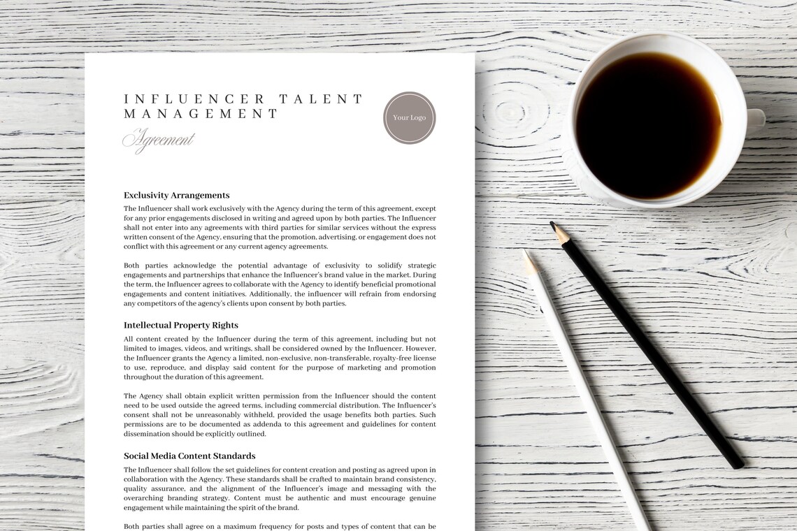 Influencer Talent Management Agreement Template Brand Deals Contract ...