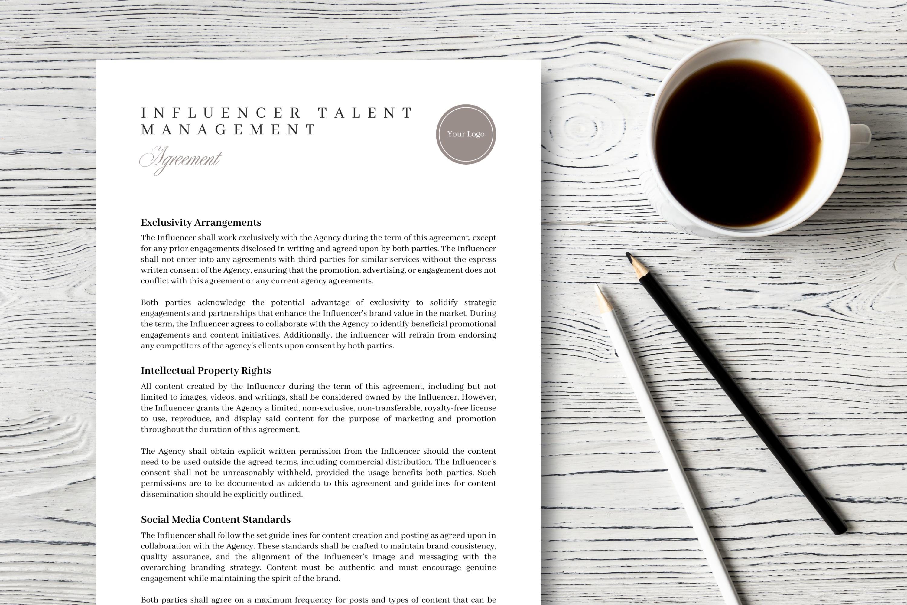 Influencer Talent Management Agreement Template Brand Deals Contract ...