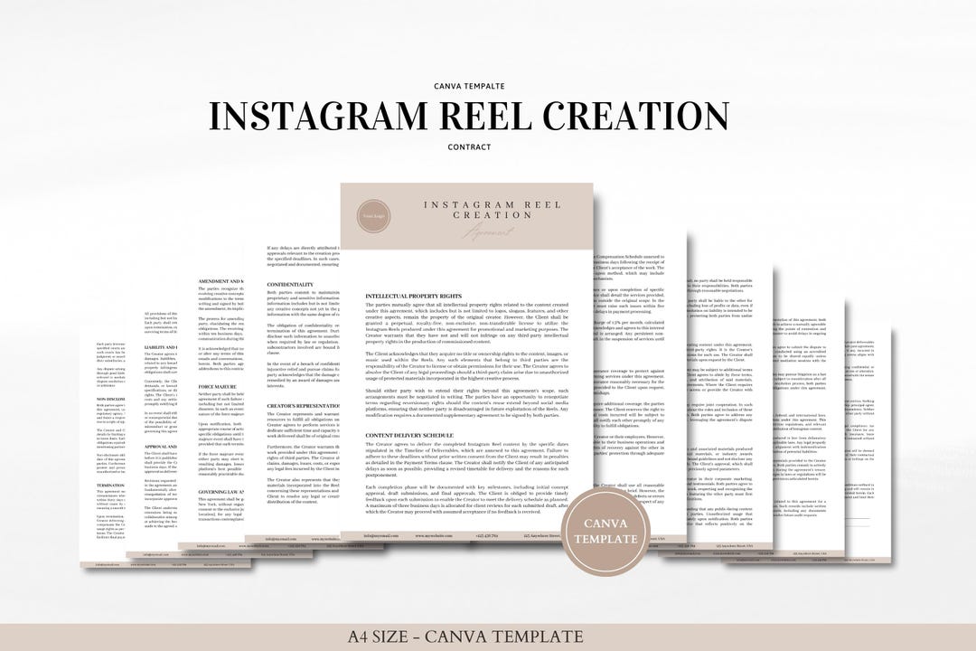 Instagram Reel Creation Legal Agreement Template for Content Creators ...