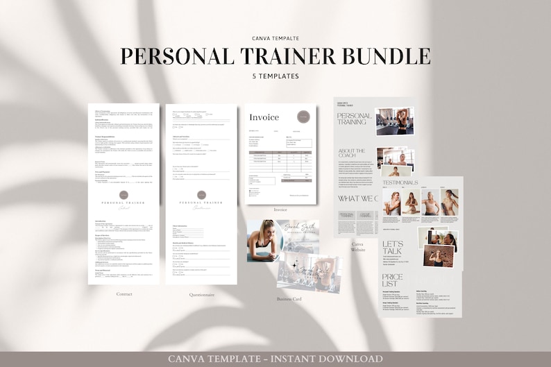 Personal Trainer Bundle Canva Template Essential Contracts, Forms ...