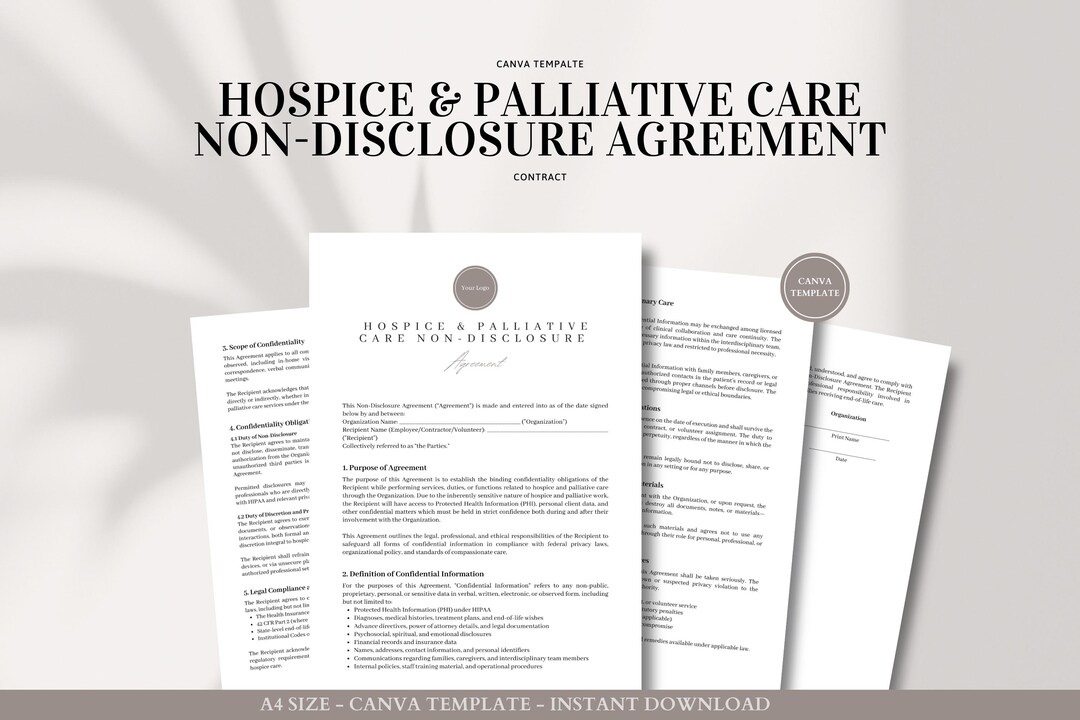 Hospice & Palliative Care Non-disclosure Agreement | Editable ...