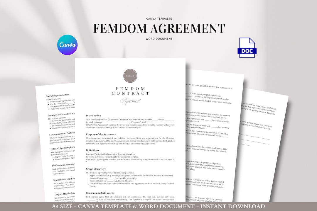 Femdom Contract Editable D S Relationship Agreement Consent Form ...