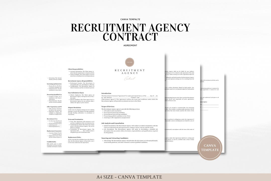 Recruitment Contract Template | Professional and Customizable Agreement ...