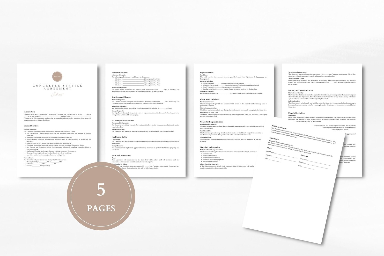 Concreter Service Agreement Template - Professional Contract for ...