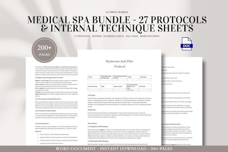 Medical Spa Protocol Bundle (27 Treatment Protocols + Internal ...