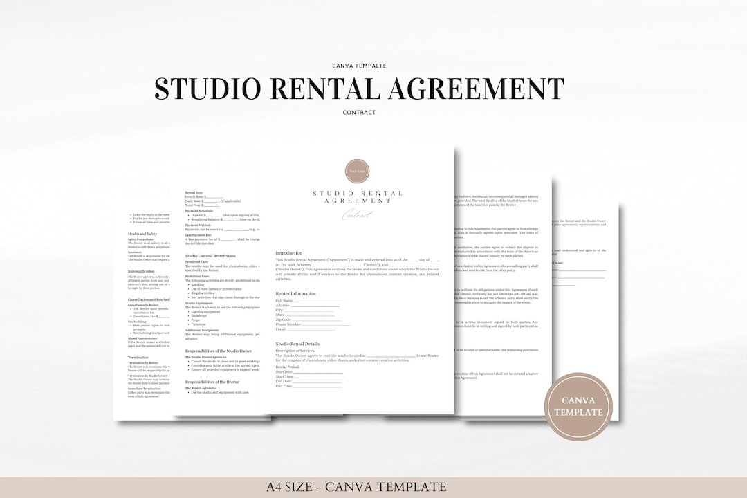 Studio Rental Agreement Template - Professional Contract for ...