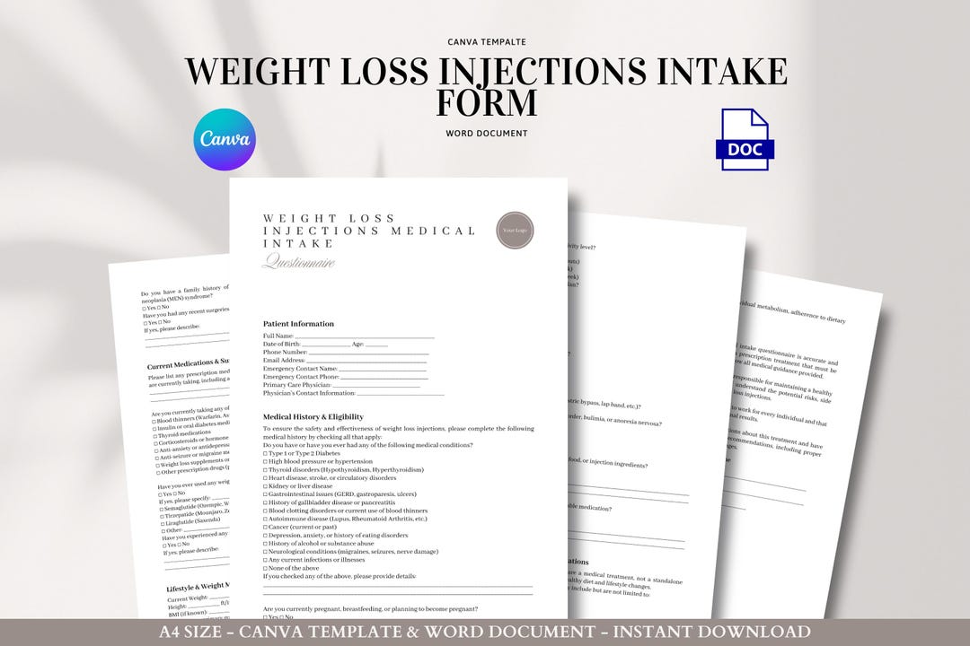 Weight Loss Injections Intake Form Template Medical Questionnaire ...