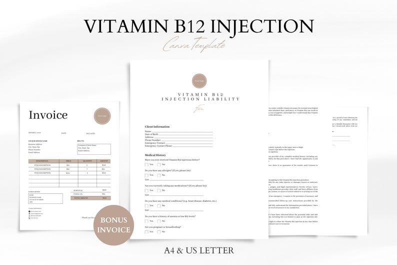 Vitamin B12 Injection Consent and Liability Form Editable Medical ...