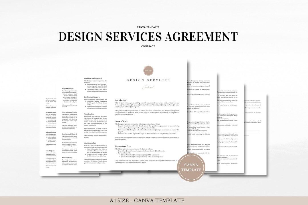 Design Services Agreement | Client and Designer Contract | Editable ...