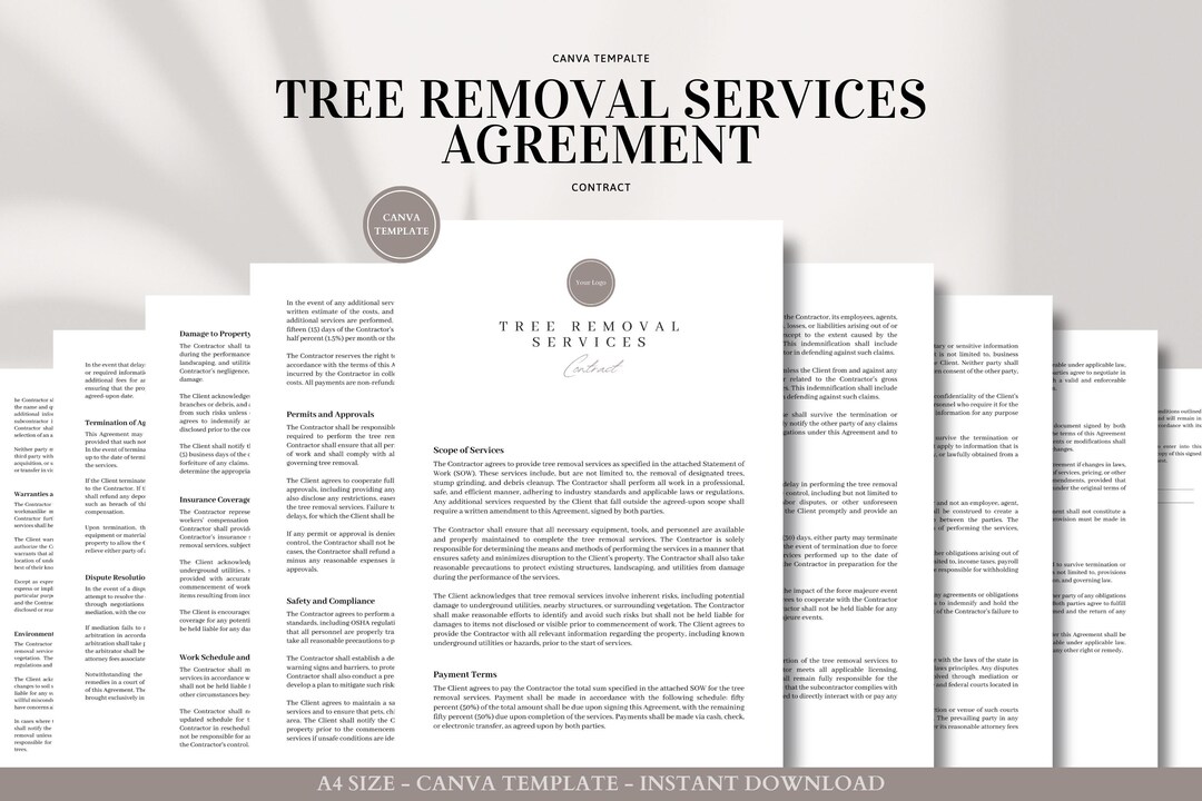 Tree Removal Services Contract Canva Template for Professionals ...