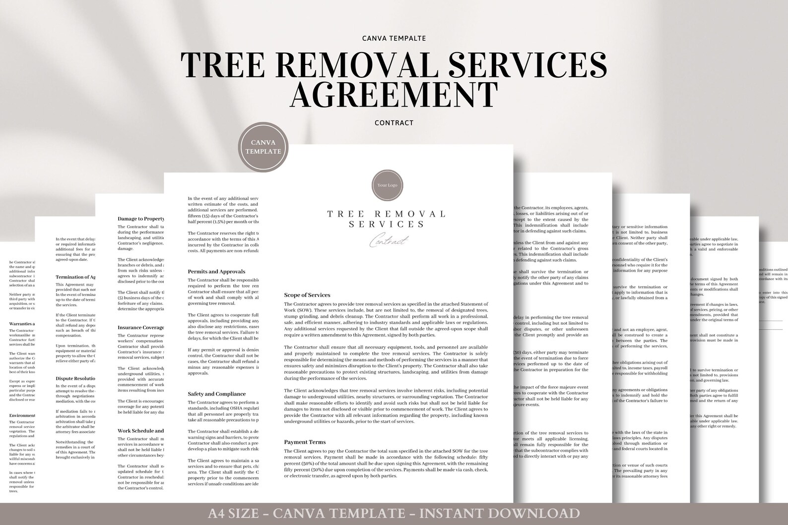 Tree Removal Services Contract Canva Template for Professionals ...