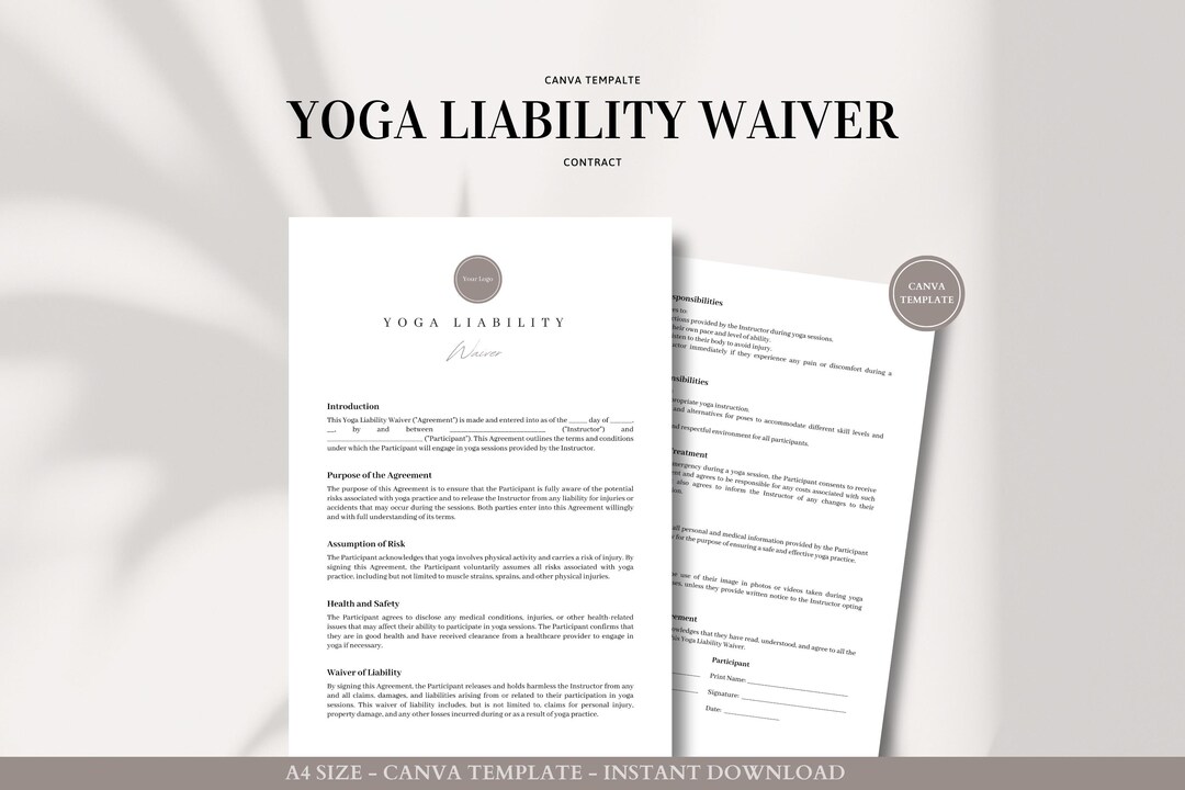 Yoga Liability Waiver Canva Template - Customizable Agreement for ...