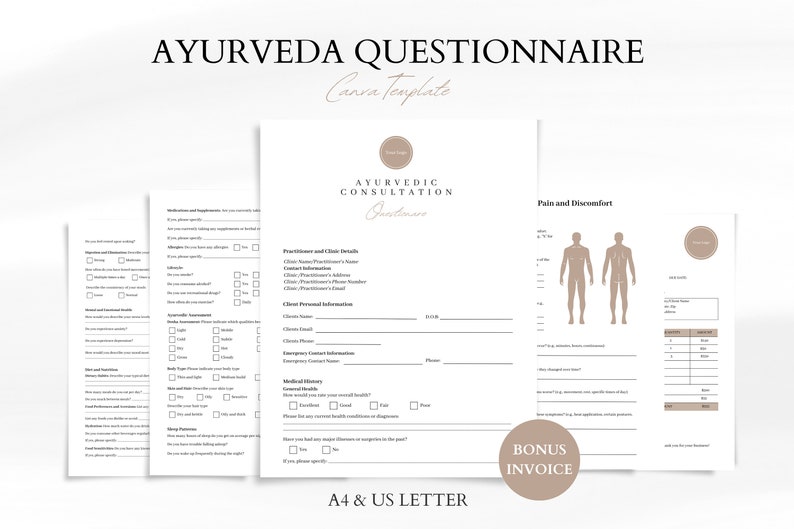 Ayurveda Client Intake Form and Questionnaire Professional Template for ...