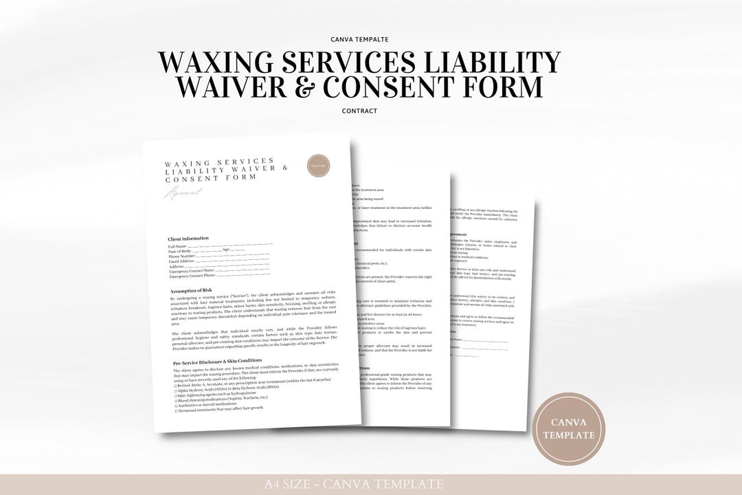 Waxing Services Liability Waiver & Consent Form Canva Template | Client ...