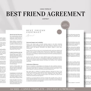 Best Friend Contract Canva Template Personalized Friendship Agreement ...