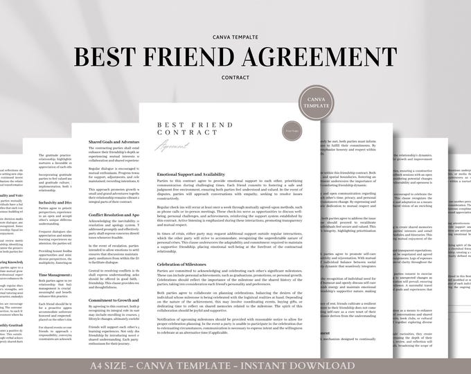 Best Friend Contract - Funny Printable Contract, Funny Relation ...
