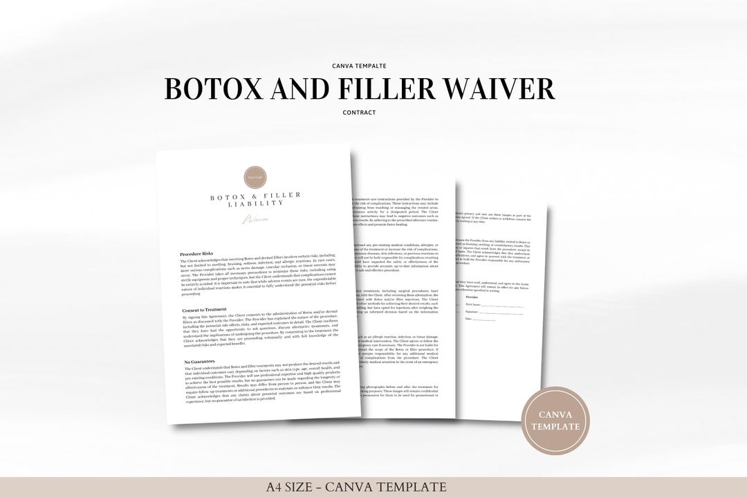 Botox and Filler Waiver Canva Template | Injectable Treatment Consent ...