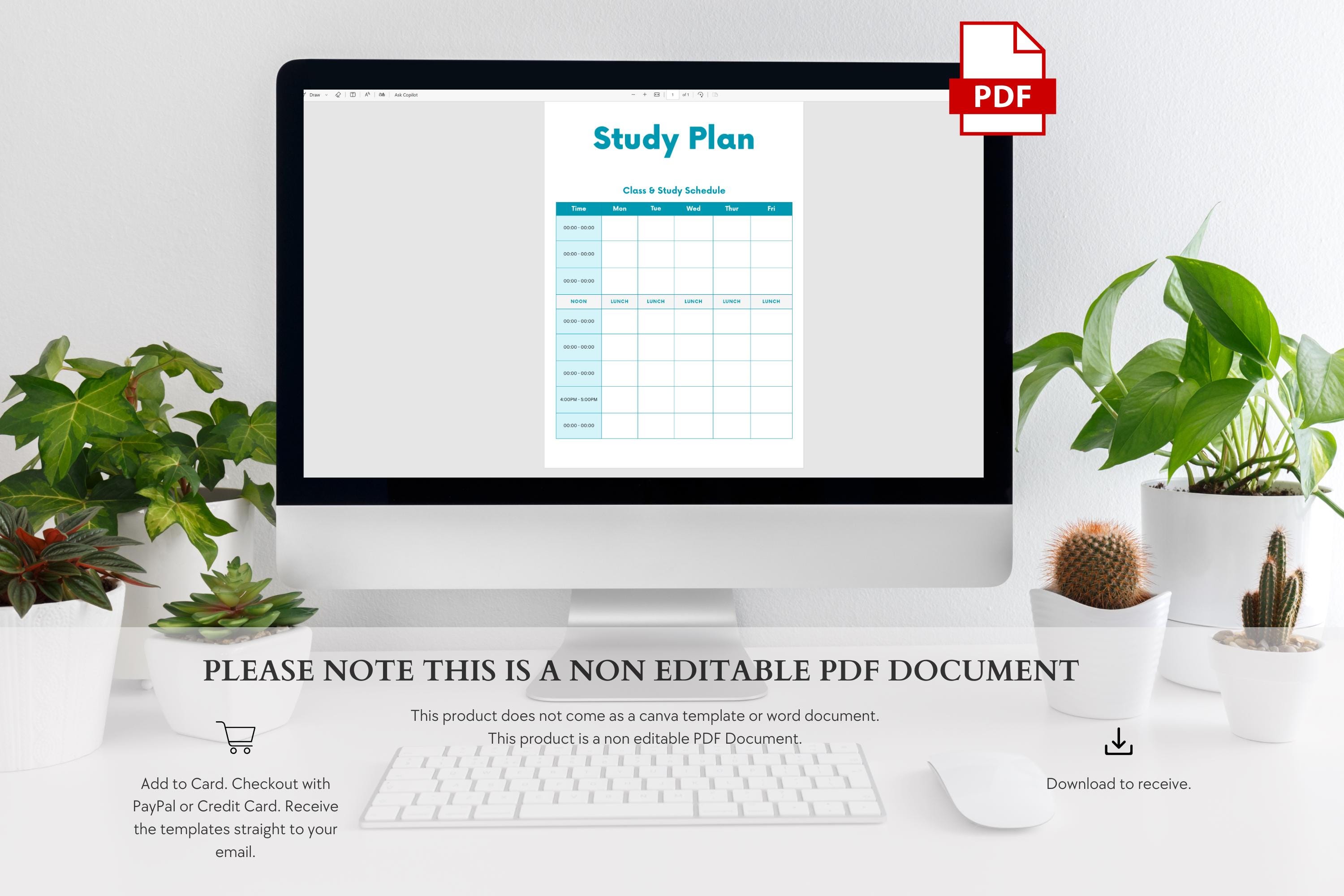 Printable Study Plan Template PDF Download Organize Your Study Schedule ...