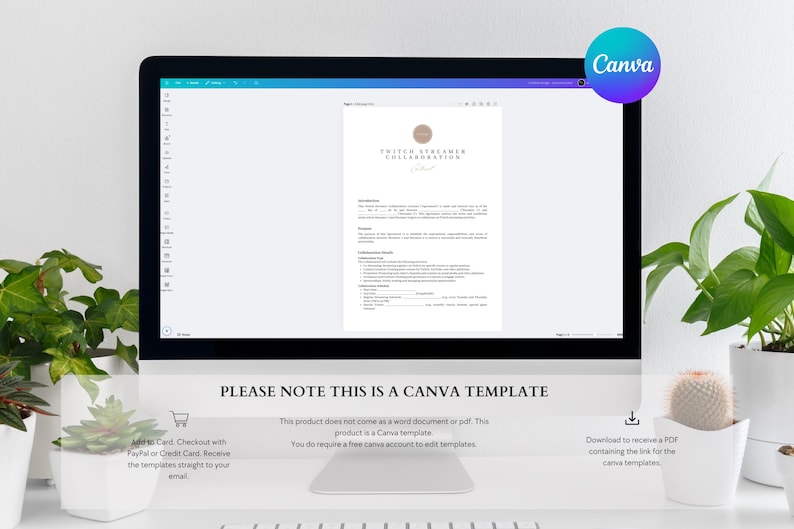 Twitch Streamer Collaboration Contract Canva Template - Professional ...