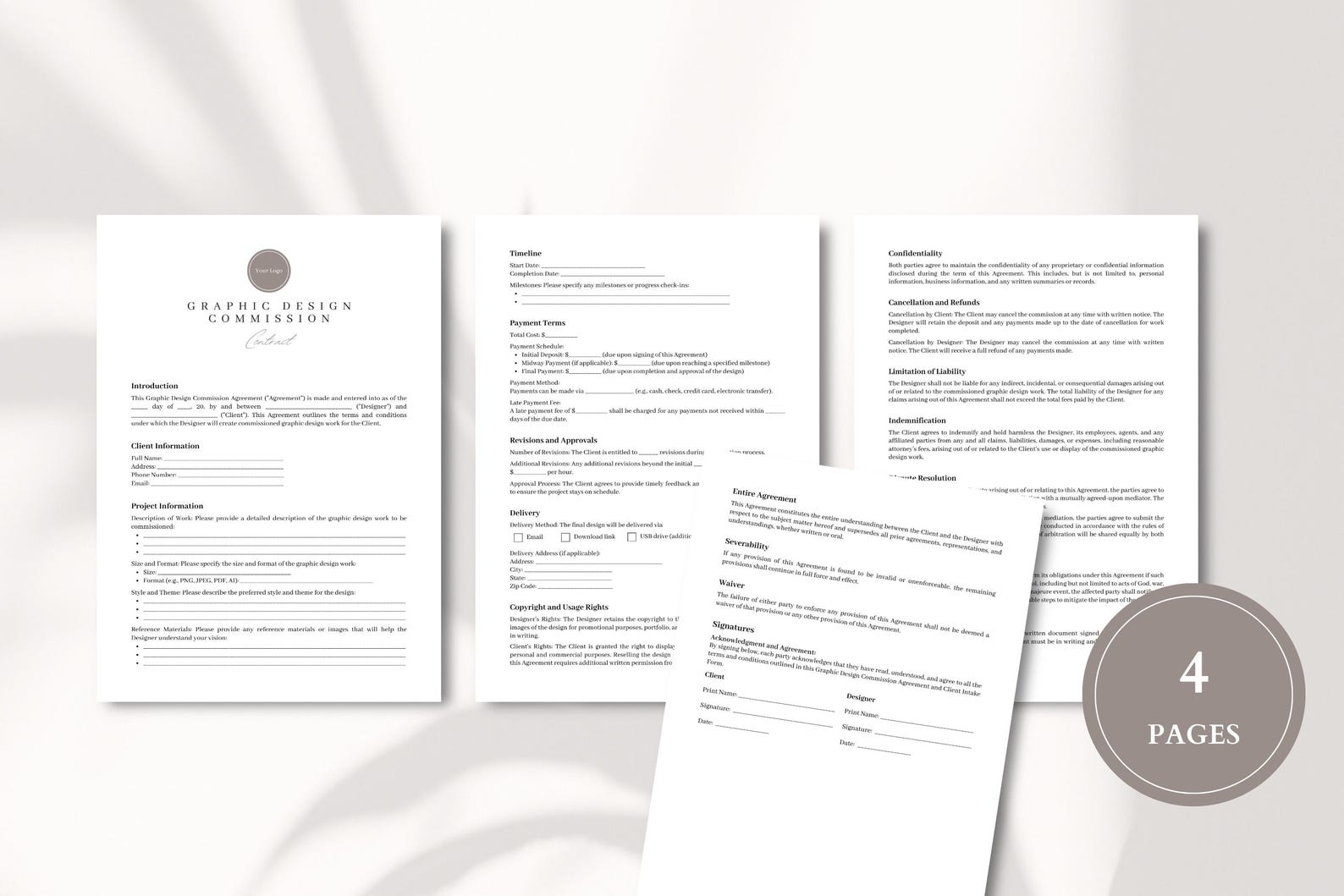 Graphic Design Commission Agreement Canva Template - Professional ...