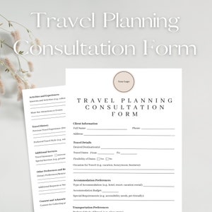 Travel Planning Consultation Form Professional Canva - Etsy