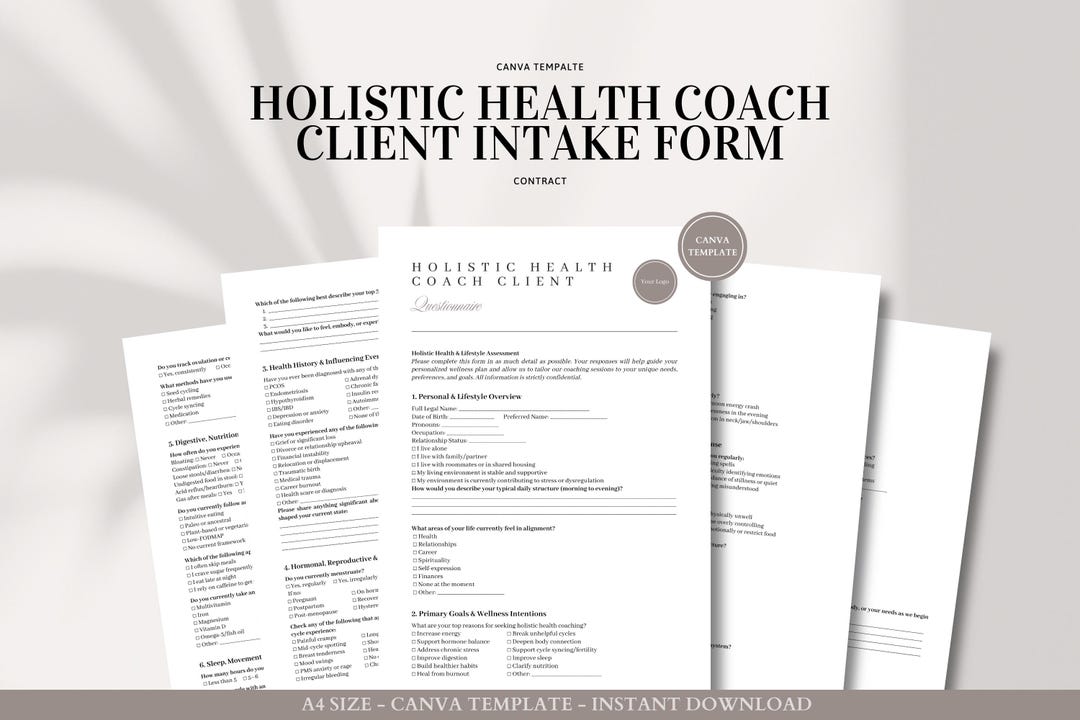 Holistic Health Coach Client Intake Form | In-depth New Client ...