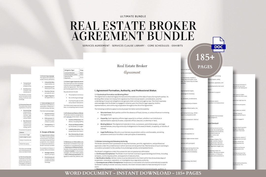 Real Estate Broker Agreement Kit | Broker Contract Templates | Real ...
