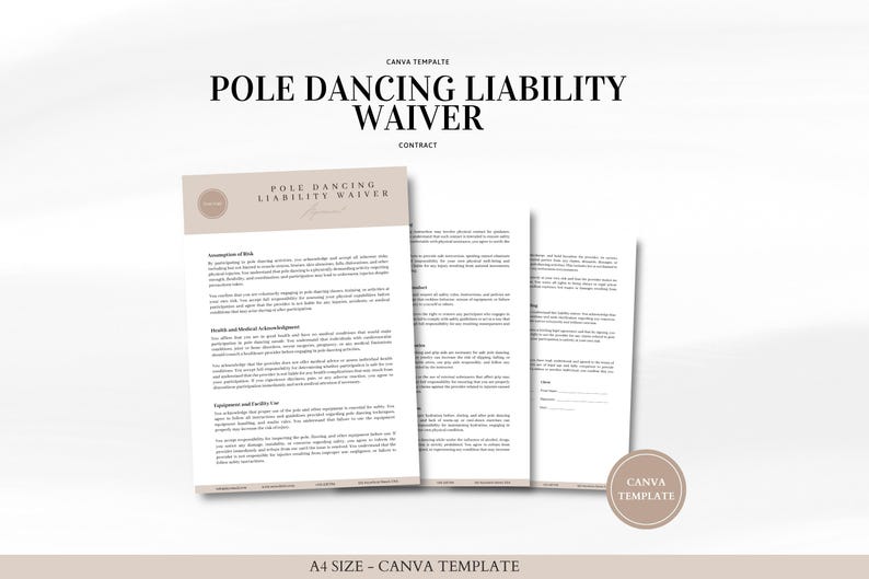 Pole Dancing Liability Waiver Template Digital Download Liability Form ...