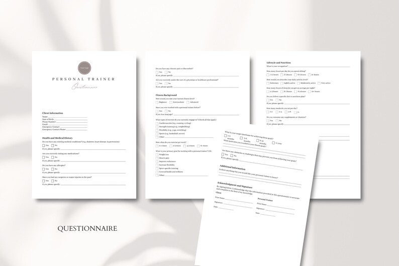 Personal Trainer Bundle Canva Template Essential Contracts, Forms ...