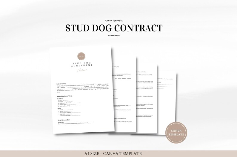 Stud Dog Contract Template - Digital Download - Breeding Agreement Form ...