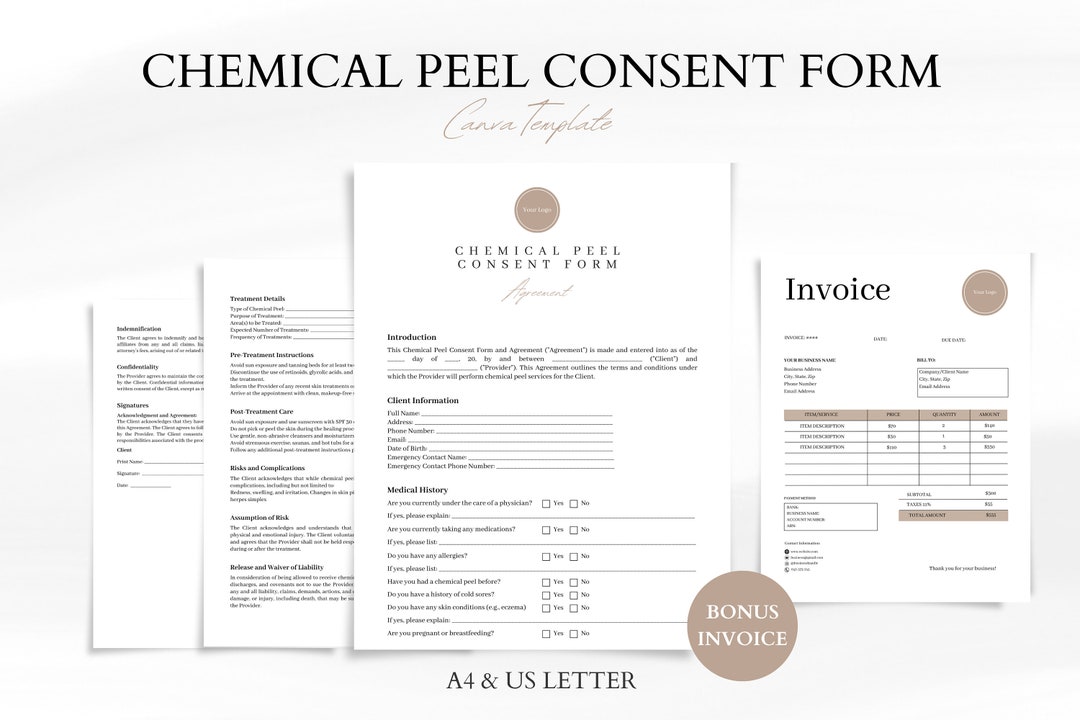 Chemical Peel Consent Form and Agreement Professional Template for Skin ...
