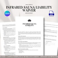 Sauna Liability Waiver Template: Editable Spa Contract (digital ...
