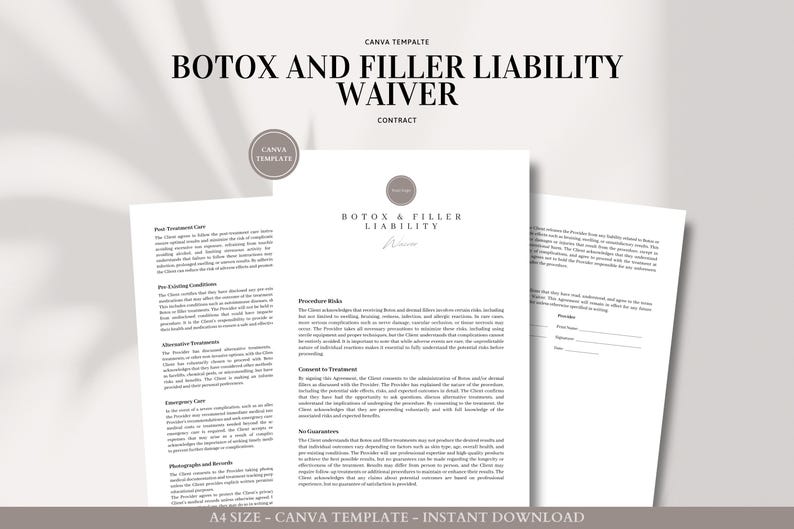 Botox and Filler Waiver Canva Template | Injectable Treatment Consent ...