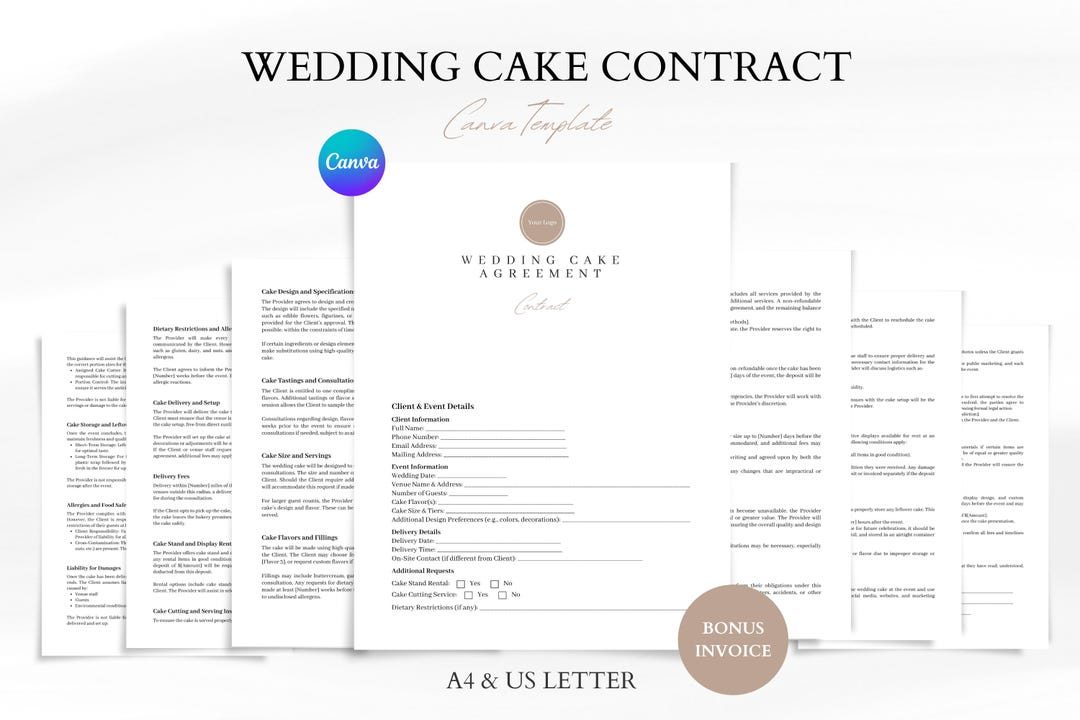 Wedding Cake Agreement Template Wedding Cake Contract Cake Design ...