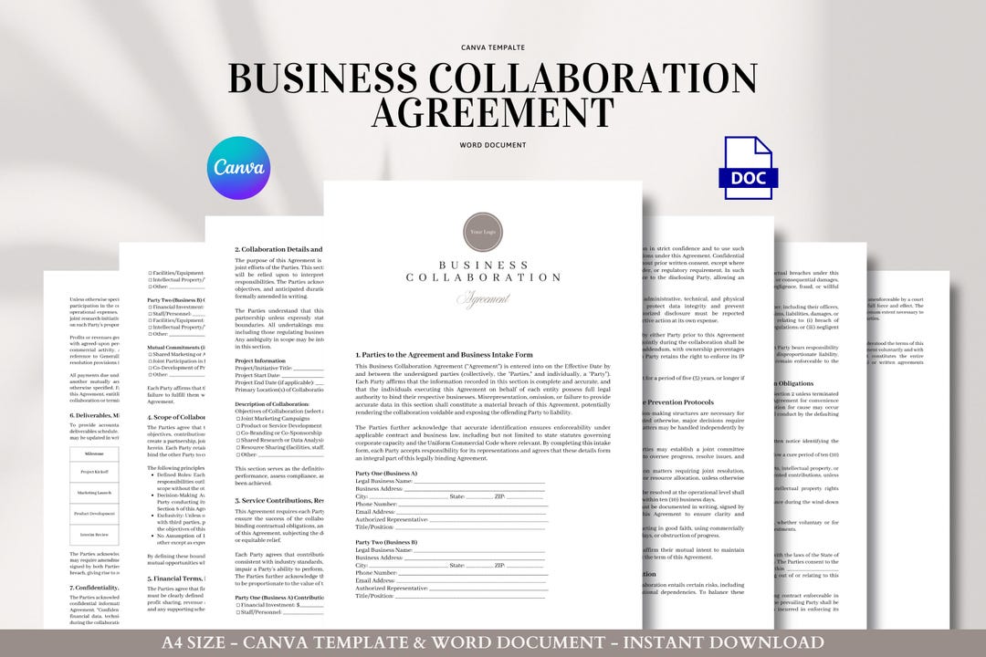 Business Collaboration Agreement Contract Template for Partnerships ...