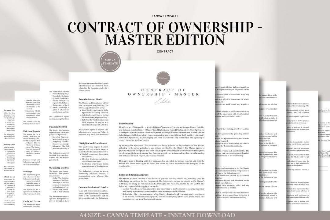 Contract of Ownership – Master Edition Canva Template | Master ...