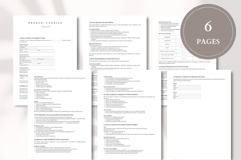 Broker–carrier Agreement Template for Freight Brokers & Trucking Companies | Load Tender ...