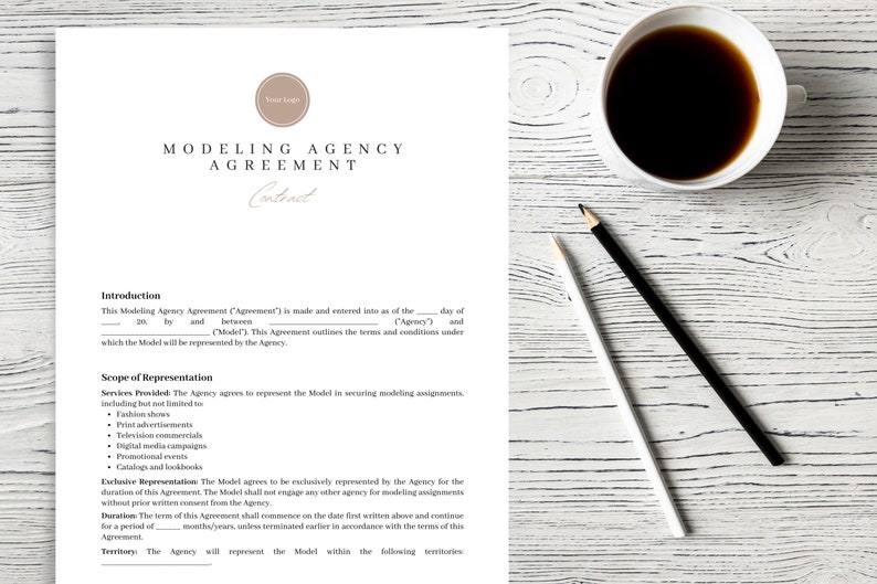 Modeling Agency Agreement Template Professional Contract for Models and ...